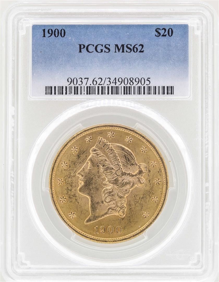 1900 $20 Liberty Head Double Eagle Gold Coin PCGS MS62
