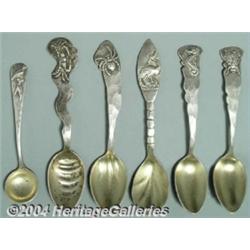 SIX AMERICAN SILVER AESTHETIC MOVEMENT SPOONS