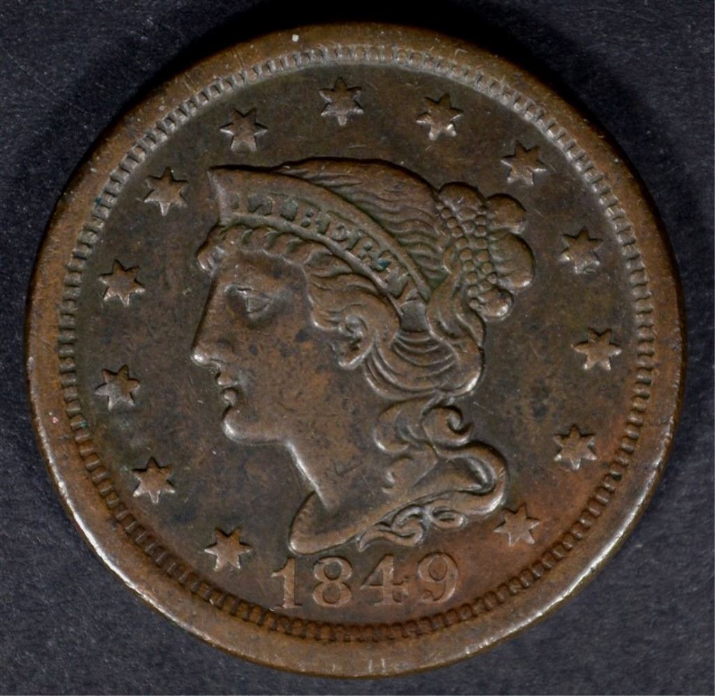 1849 LARGE CENT XF NICE