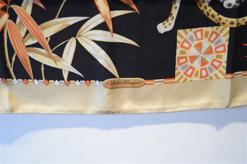Salvatore Ferragamo Silk Leopard Print Vintage Scarf