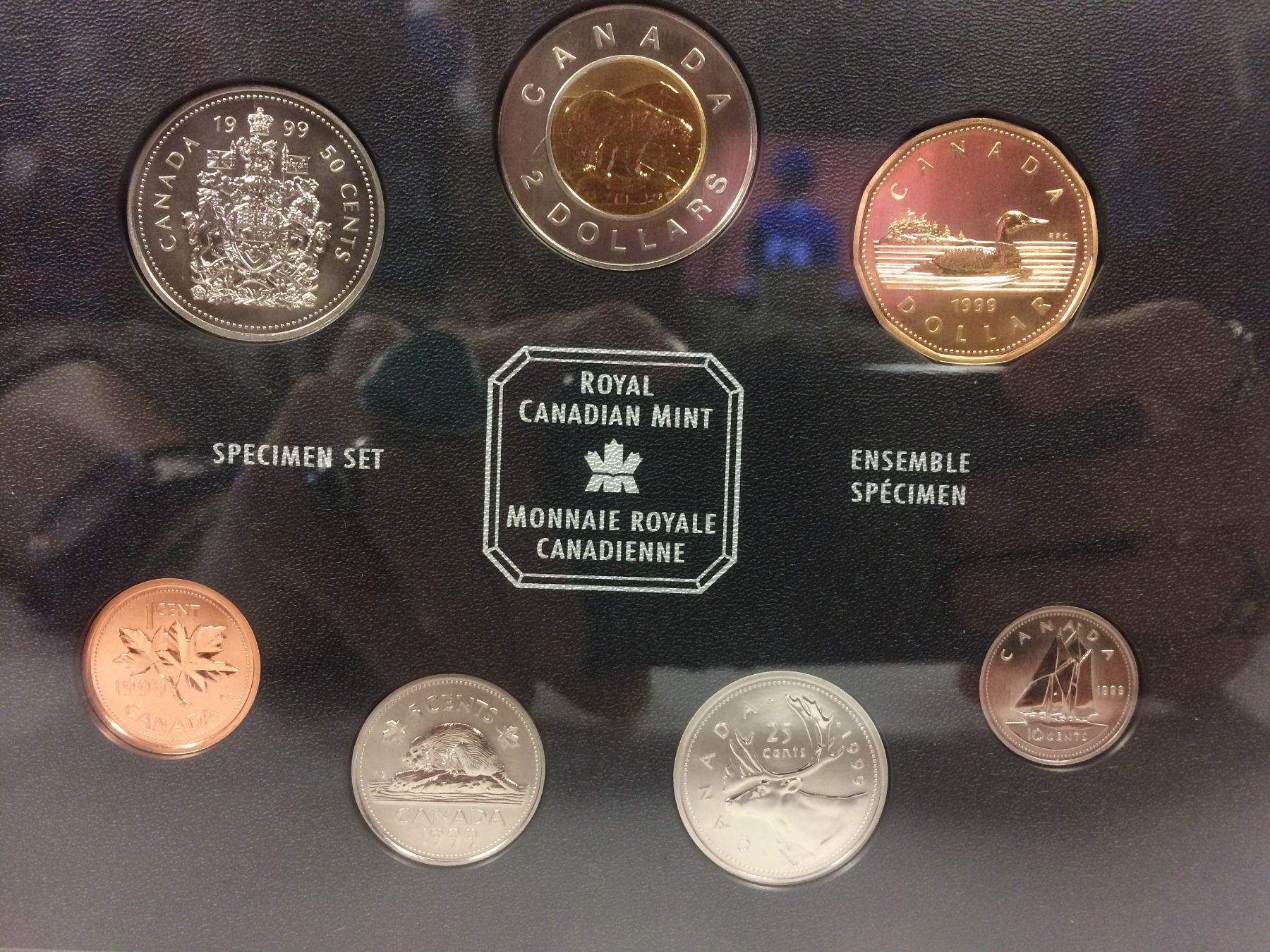 1999 SPECIMEN SET - ROYAL CANADIAN MINT 7-COIN SET - SPECIAL NUNAVUT TOONIE