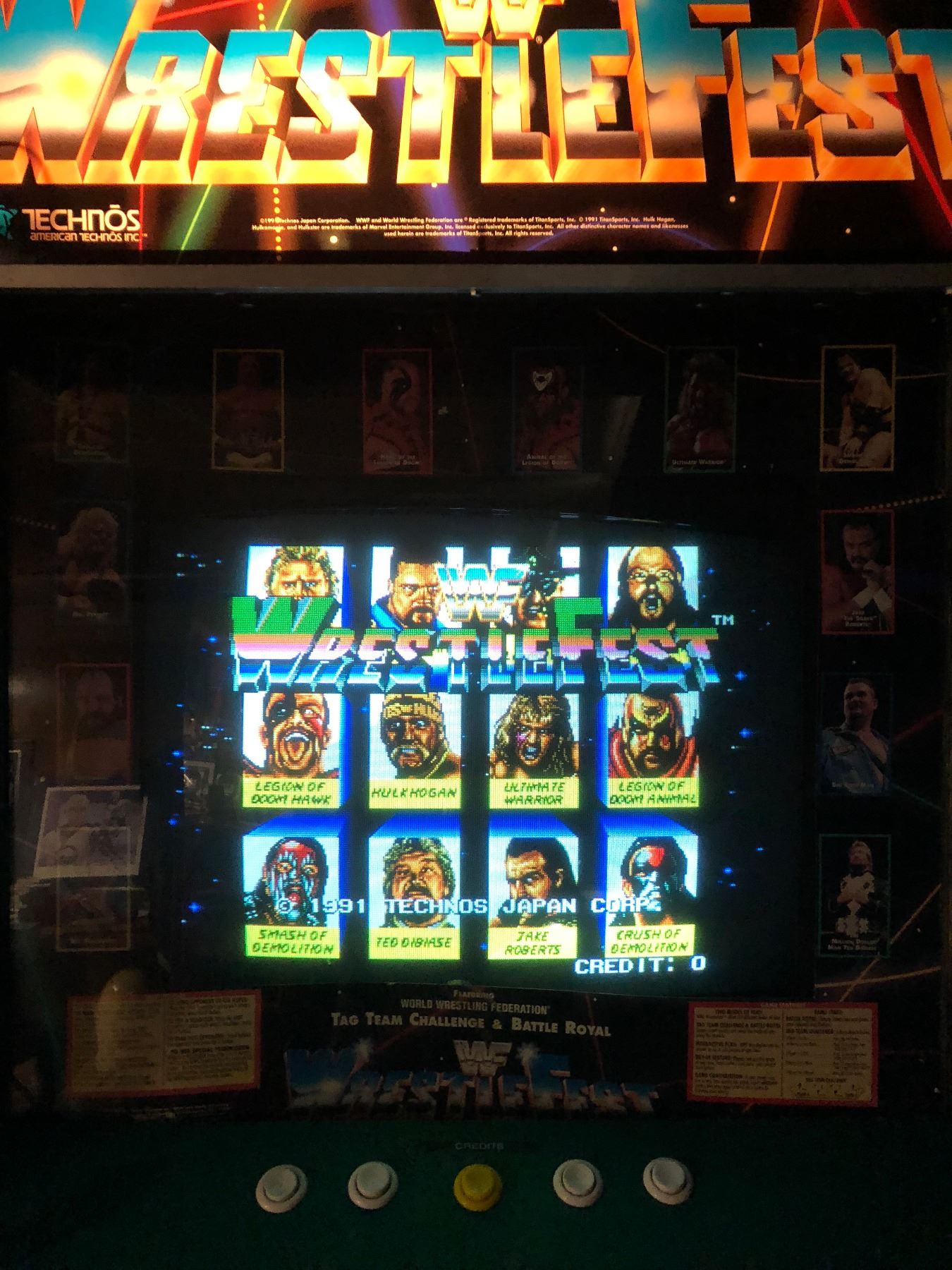 WWF Wrestlefest Arcade Machine Technos WWE 4 Player