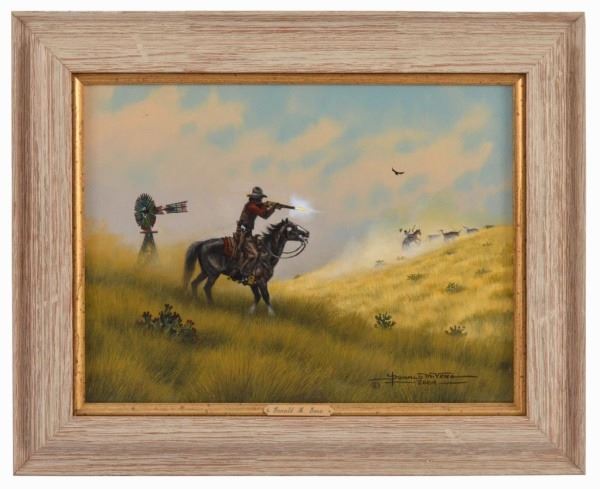 Donald Yena "End Of A Cow Thief" Oil Painting