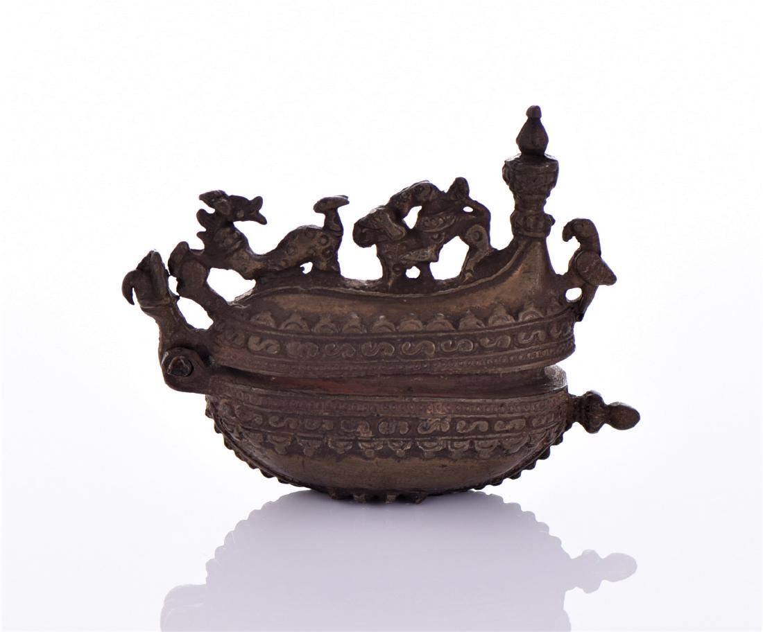 Antique 18Th Century Indian Bronze Lime Container