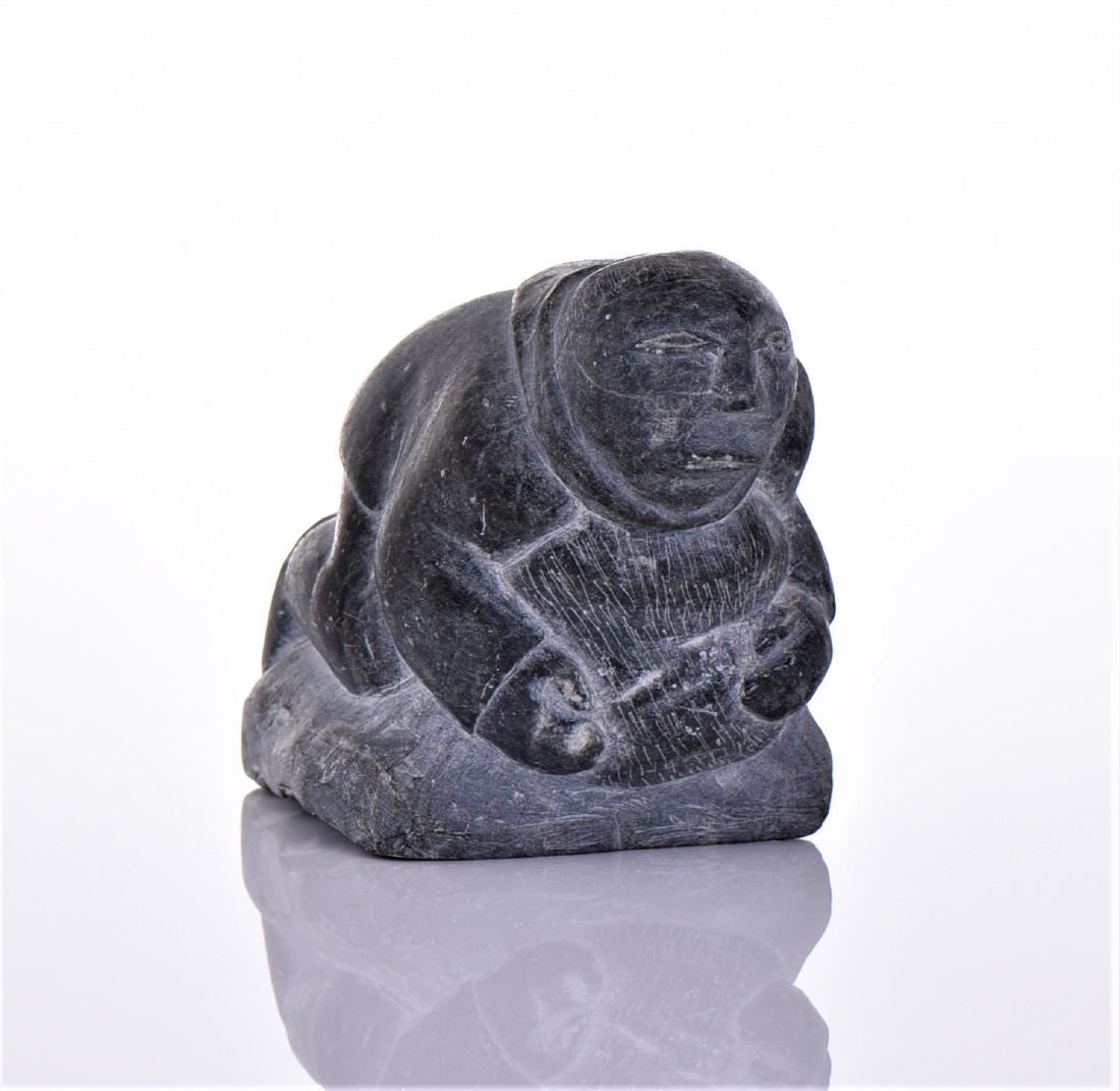 Inuit Soapstone Carving Of An Eskimo Signed On inuit-soapstone-carving-of-an-eskimo-signed-on