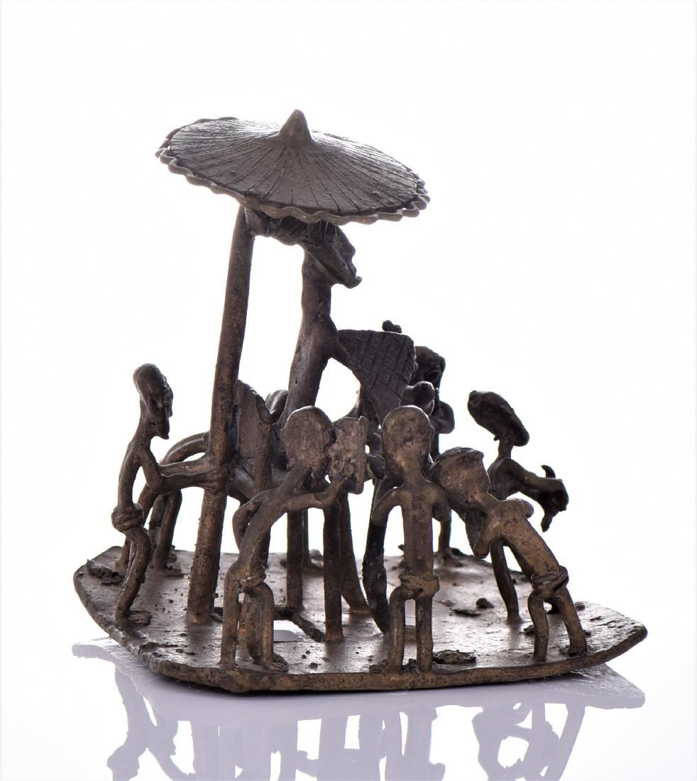 African Ashanti Brass Figures of An Adult Playing