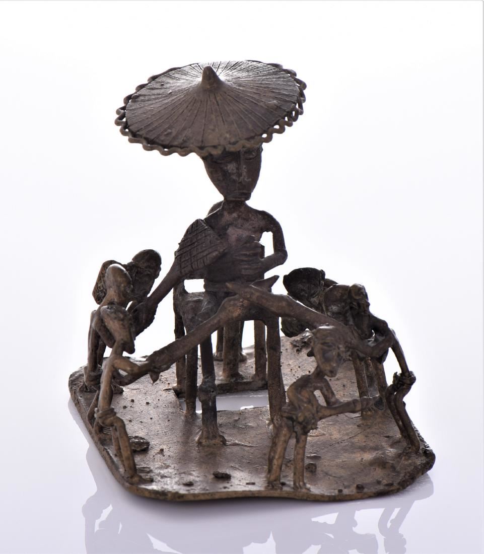 African Ashanti Brass Figures of An Adult Playing