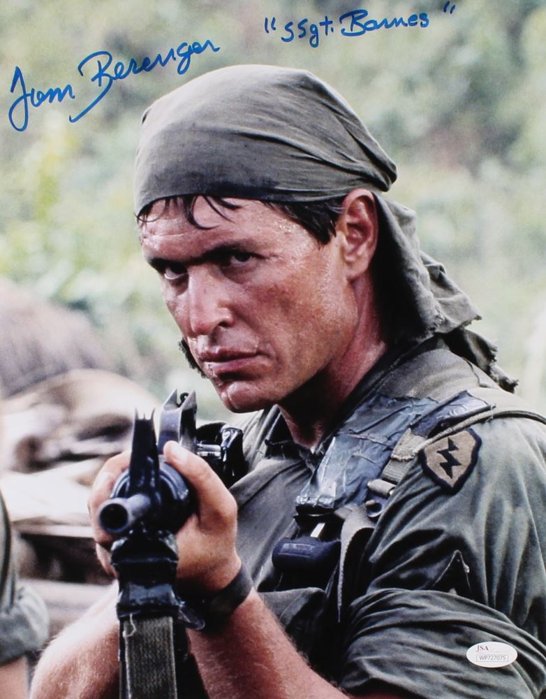 Tom Berenger Signed "Platoon" 11x17 Photo Inscribed "SSG Barnes" (JSA COA)