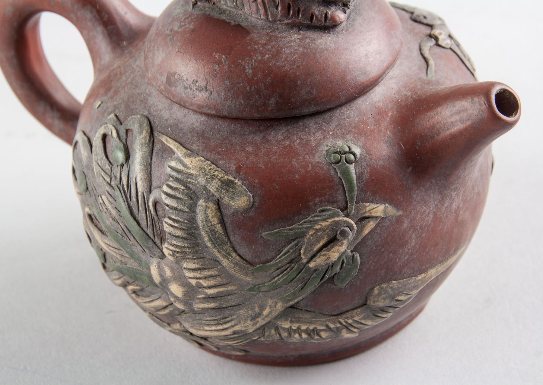 Chinese Zisha Tiger Dragon & Phoenix Teapot w/ MK