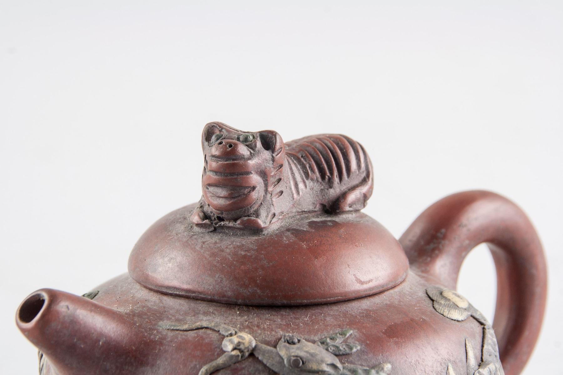 Chinese Zisha Tiger Dragon & Phoenix Teapot w/ MK