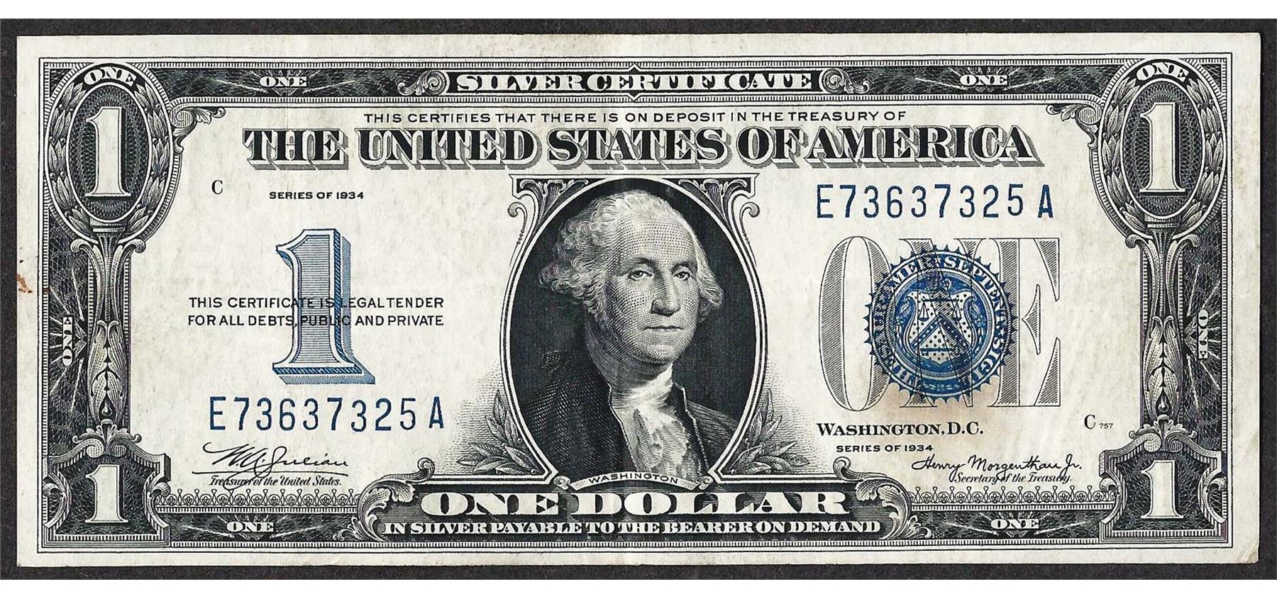 1934 1 Silver Certificate Note 1934 1 Silver Certificate Note