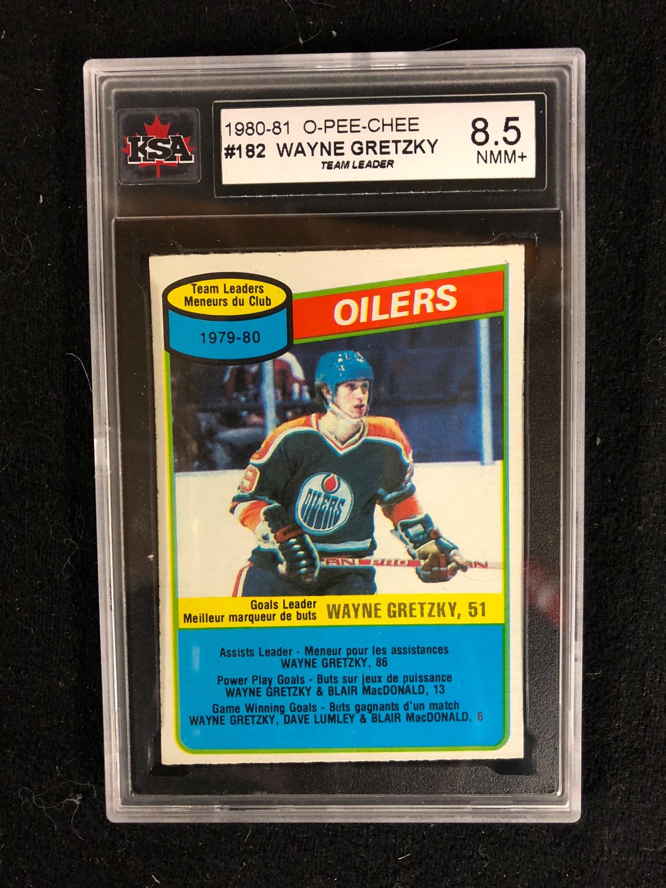 1980-81 O-PEE-CHEE #182 WAYNE GRETZKY TEAM LEADER (8.5 NMM+) KSA GRADED