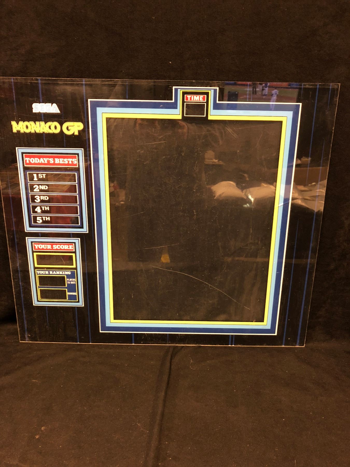 Sega MONACO GP Arcade Video Game COCKPIT Monitor Glass -RARE-