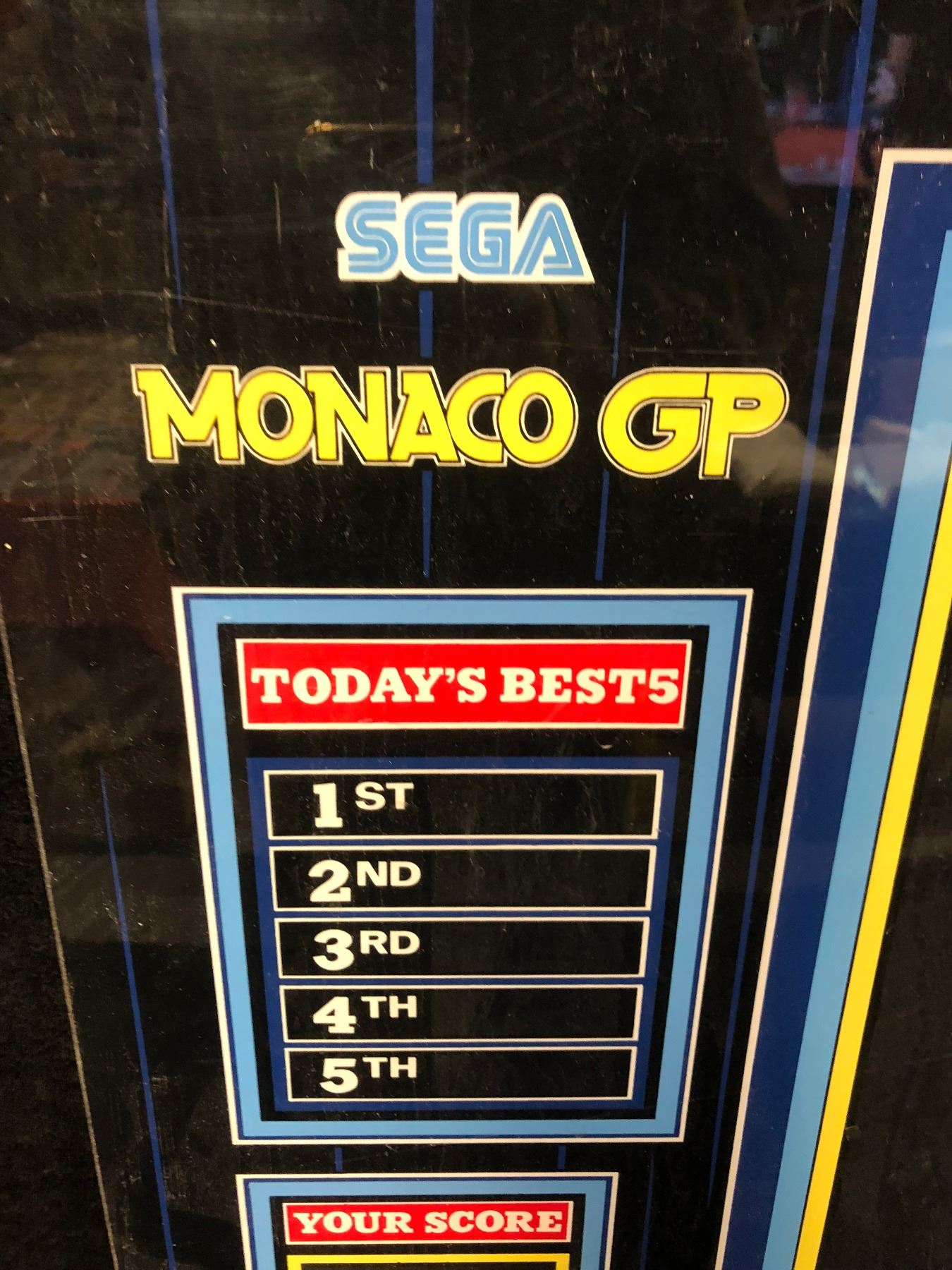 Sega MONACO GP Arcade Video Game COCKPIT Monitor Glass -RARE-