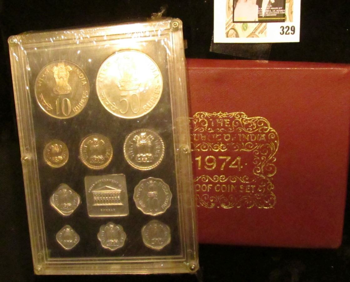 1974 The Republic of India Proof Coin Set. Eleven-piece. Original as ...