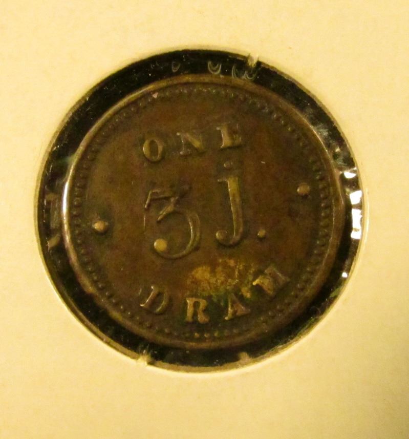 1847 Apothecary Weight - Registered Mar 16, 1847 1 Dram