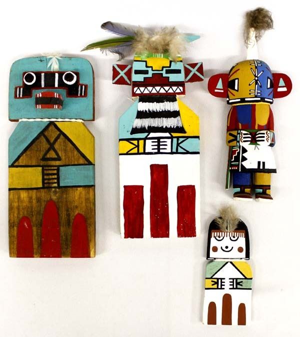 4 Native American Hopi Cradleboard Kachinas