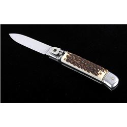 German Stag Horn Lever Lock Switchblade Knife