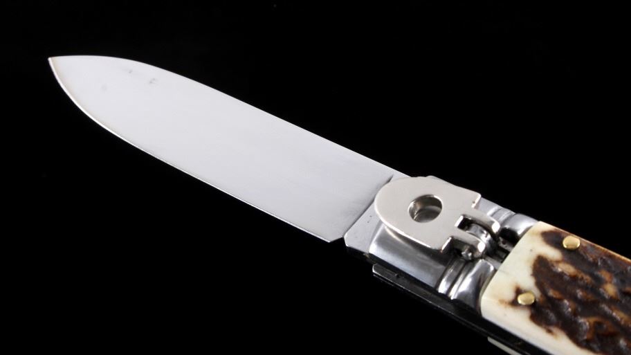 German Stag Horn Lever Lock Switchblade Knife