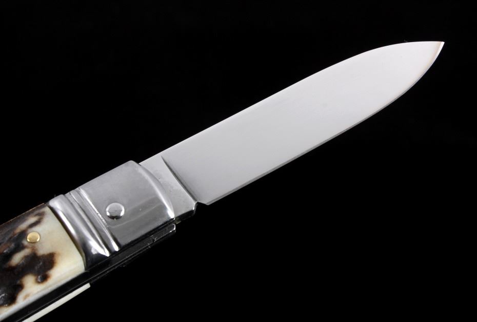 German Stag Horn Lever Lock Switchblade Knife