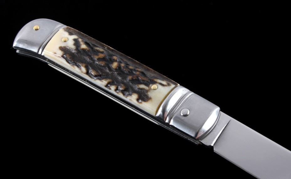 German Stag Horn Lever Lock Switchblade Knife