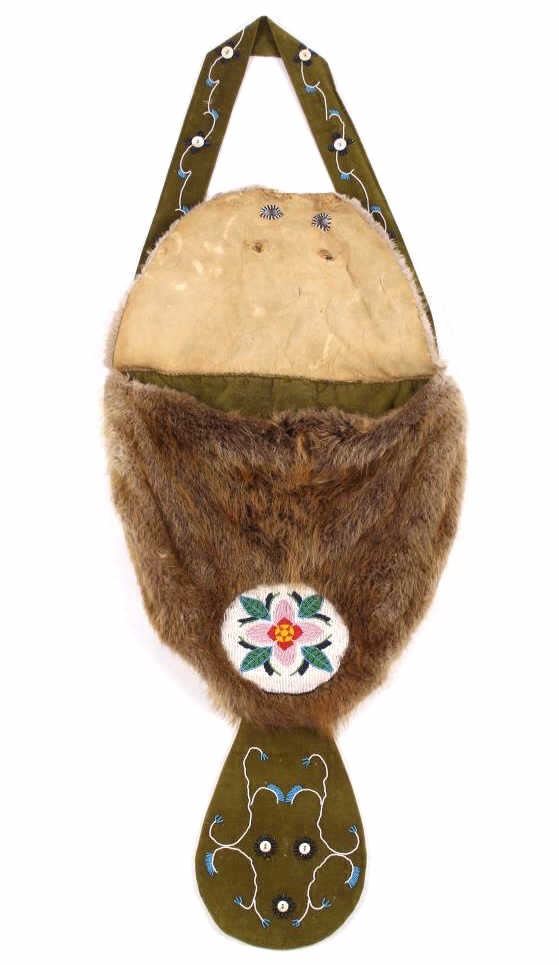 Crow Beaded Beaver Possibles Bag c. 1890 LARGE