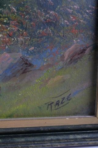 Early 1900 Original Oil Landscape Painting by Raze