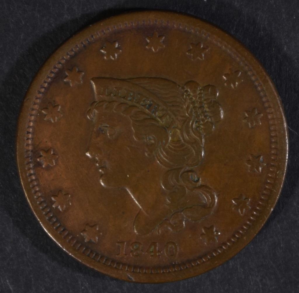 1840 LARGE CENT, XF