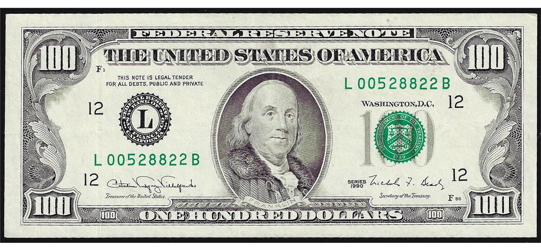 1990 $100 Federal Reserve Note Unicirculated
