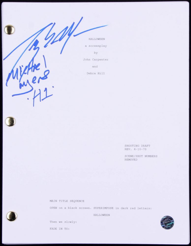Tony Moran Signed "Halloween" Full Movie Script Inscribed "Michael ...