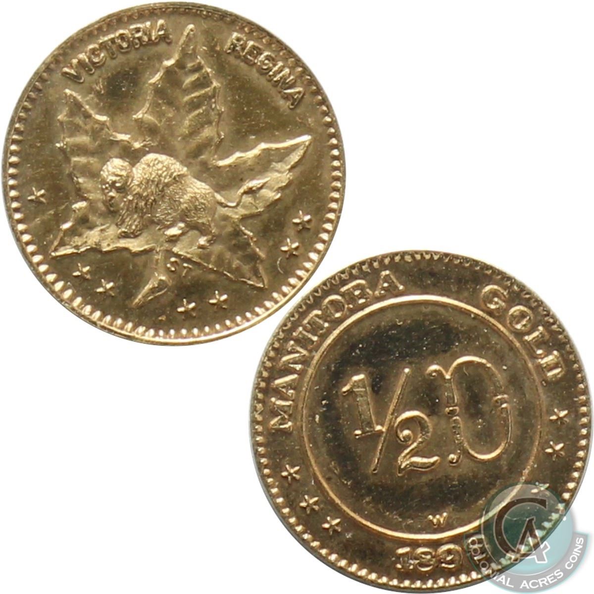 Scarce! ! Manitoba; 1898 $1/2 (50-cent) Manitoba Gold. This 22-karat ...