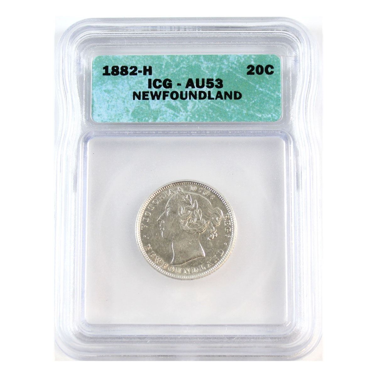 Newfoundland 20-cent 1882H ICG Certified AU-53