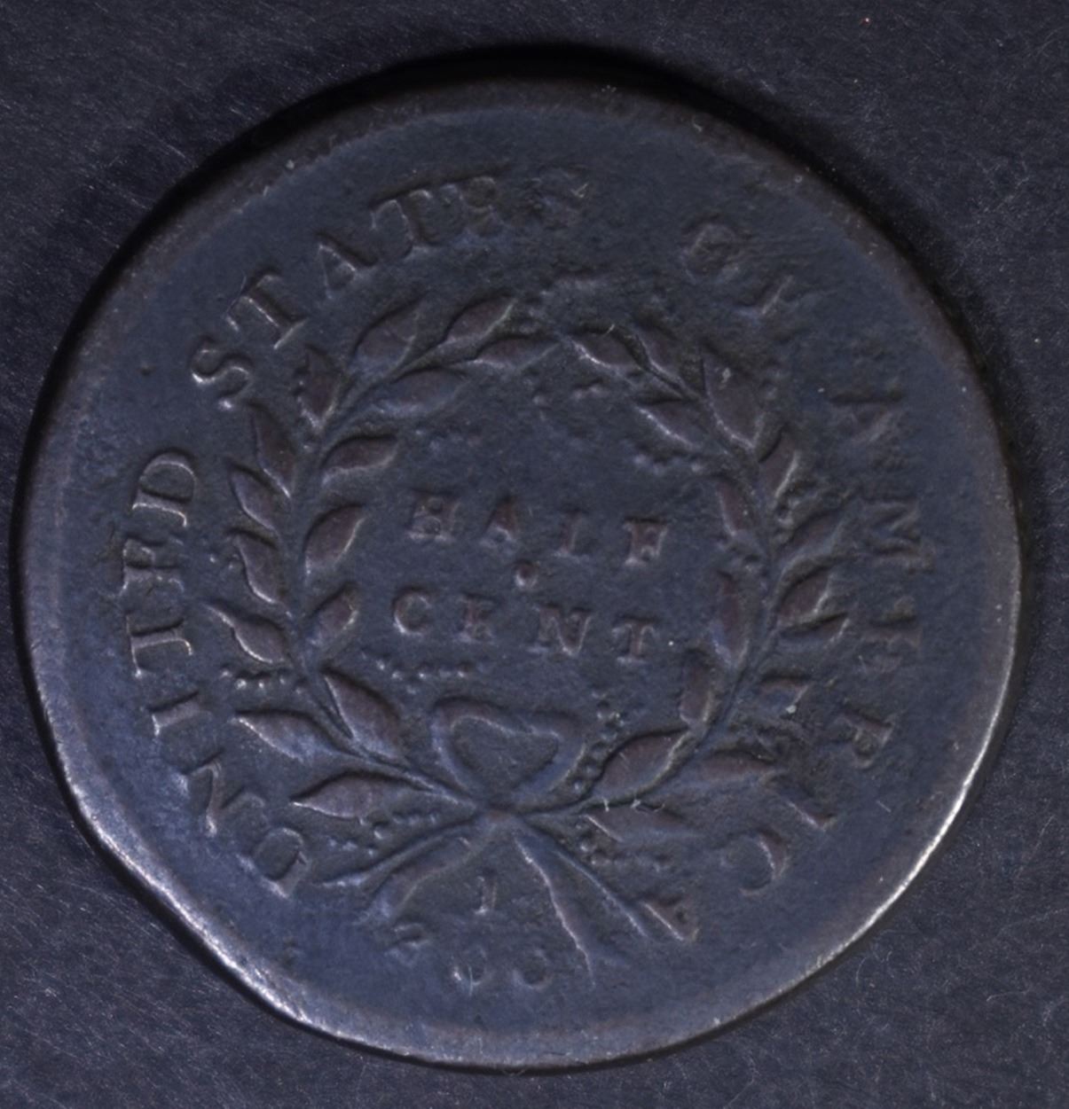 1793 LIBERTY CAP HALF CENT VF/XF