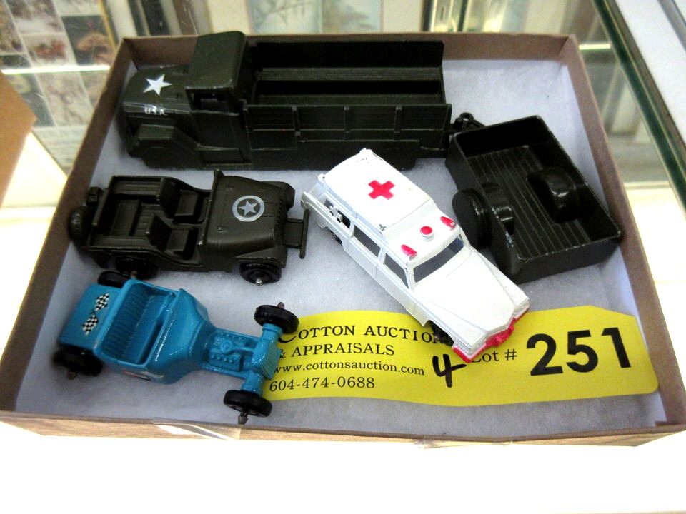 4 Vintage 1950s New Old Stock Midge Toy Vehicles