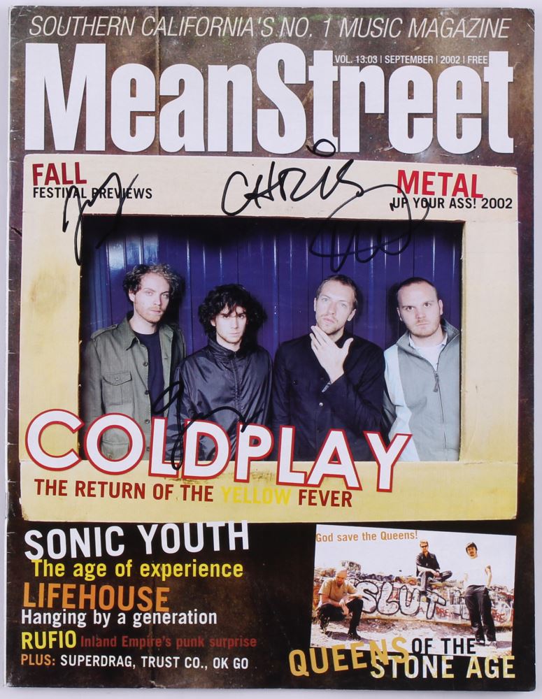 Coldplay 2002 MeanStreet Magazine Band-Signed by (4) with Chris Martin ...