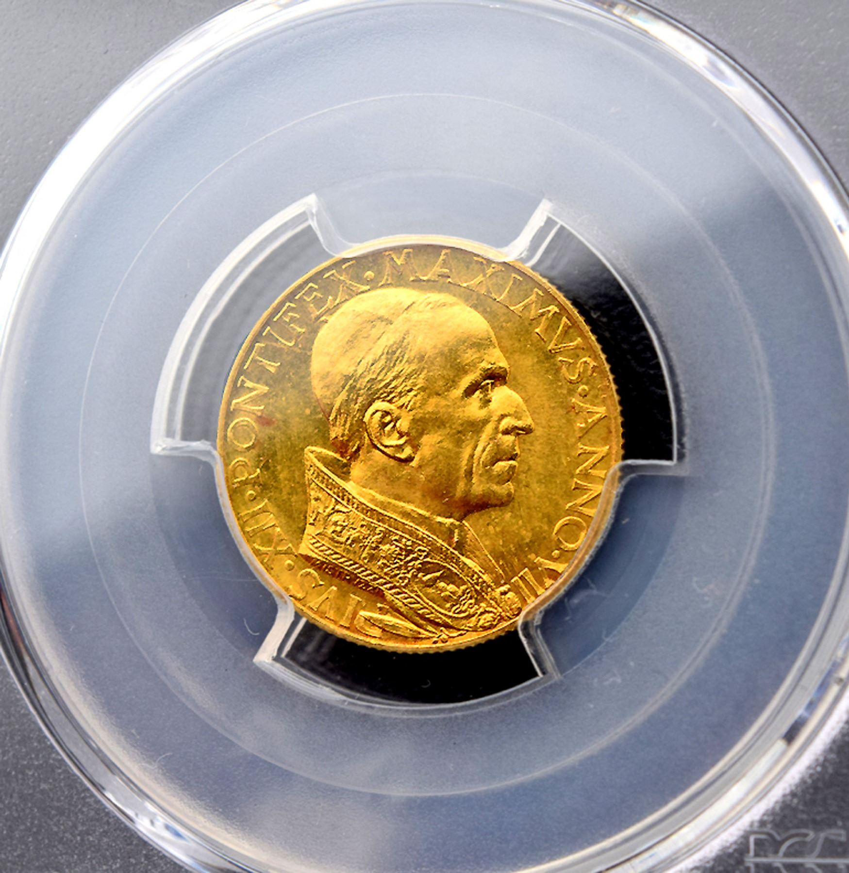 Vatican 100 Lire Gold Coin, 1945 "Pope Pius XII, Year VII", PCGS MS-64