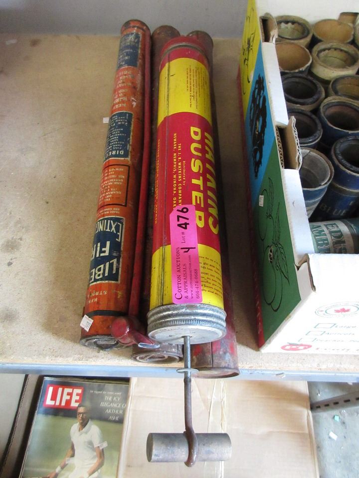 Vintage Insecticide Sprayer & 3 Fire Extinguishers