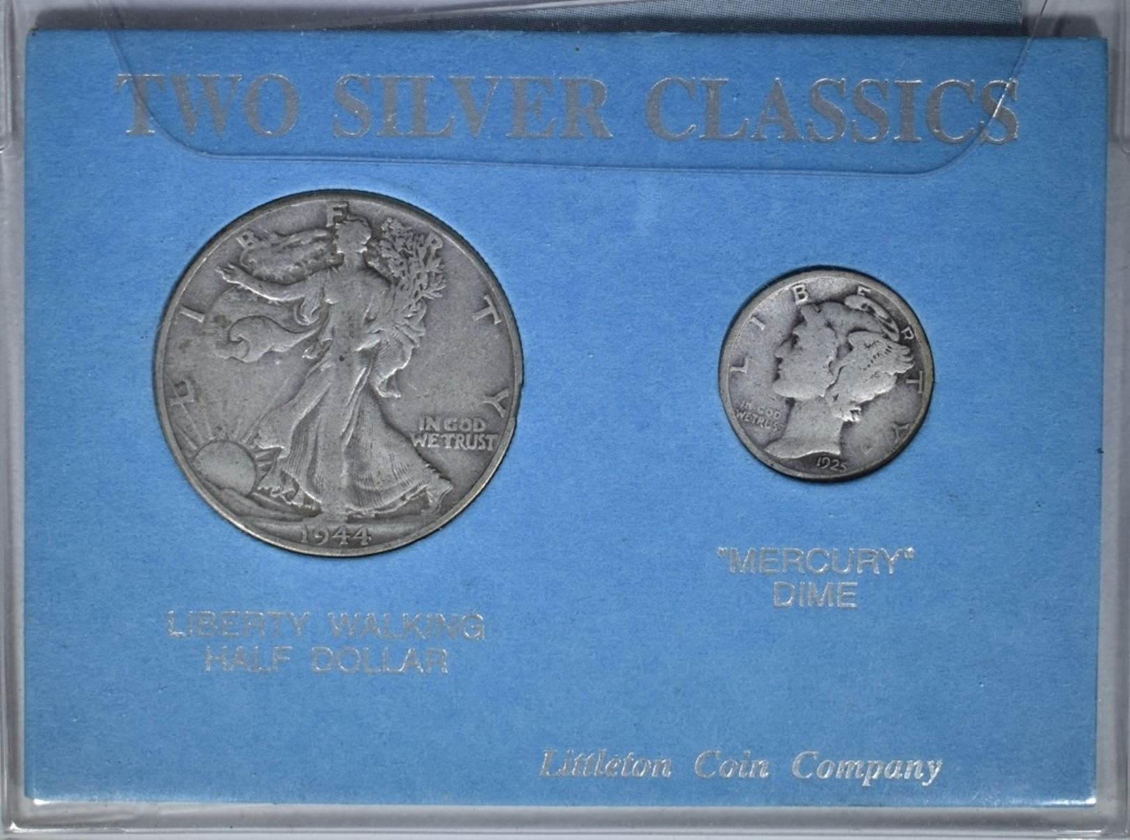 TWO SILVER CLASSIC COINS 50c & 10c;