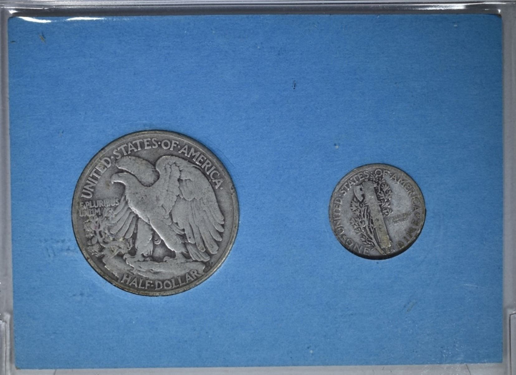 TWO SILVER CLASSIC COINS 50c & 10c;