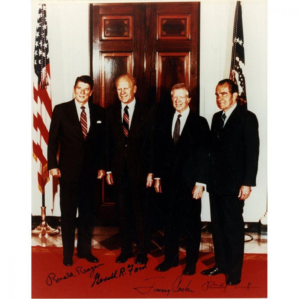 Ronald Reagan, Richard Nixon, Gerald Ford, Jimmy Carter Signed 8x10 ...