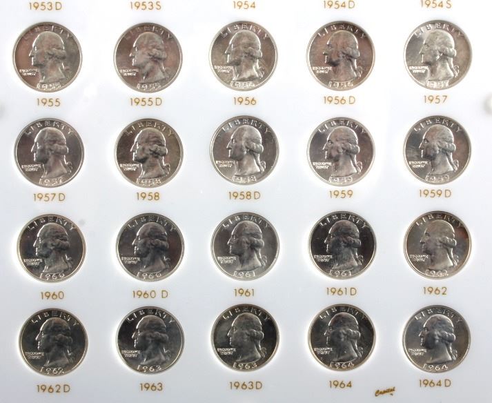 Complete Set Washington Quarters 1932-1964 UNC