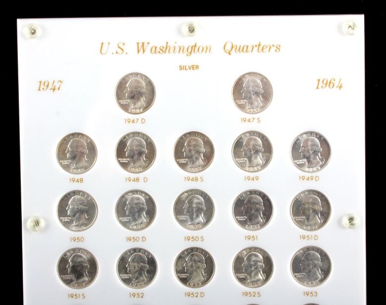 Complete Set Washington Quarters 1932-1964 UNC