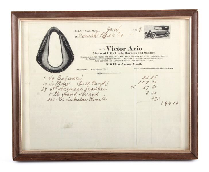 Victor Ario 1919 Sale Bill Great Falls Montana