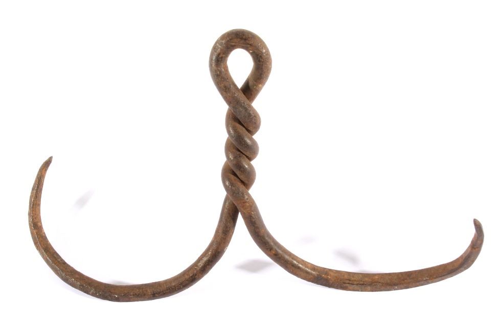 Pair of Antique Wrought Iron Animal Trap Drags