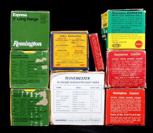 Antique .410 & 20ga Shotgun Shell Boxes (9)
