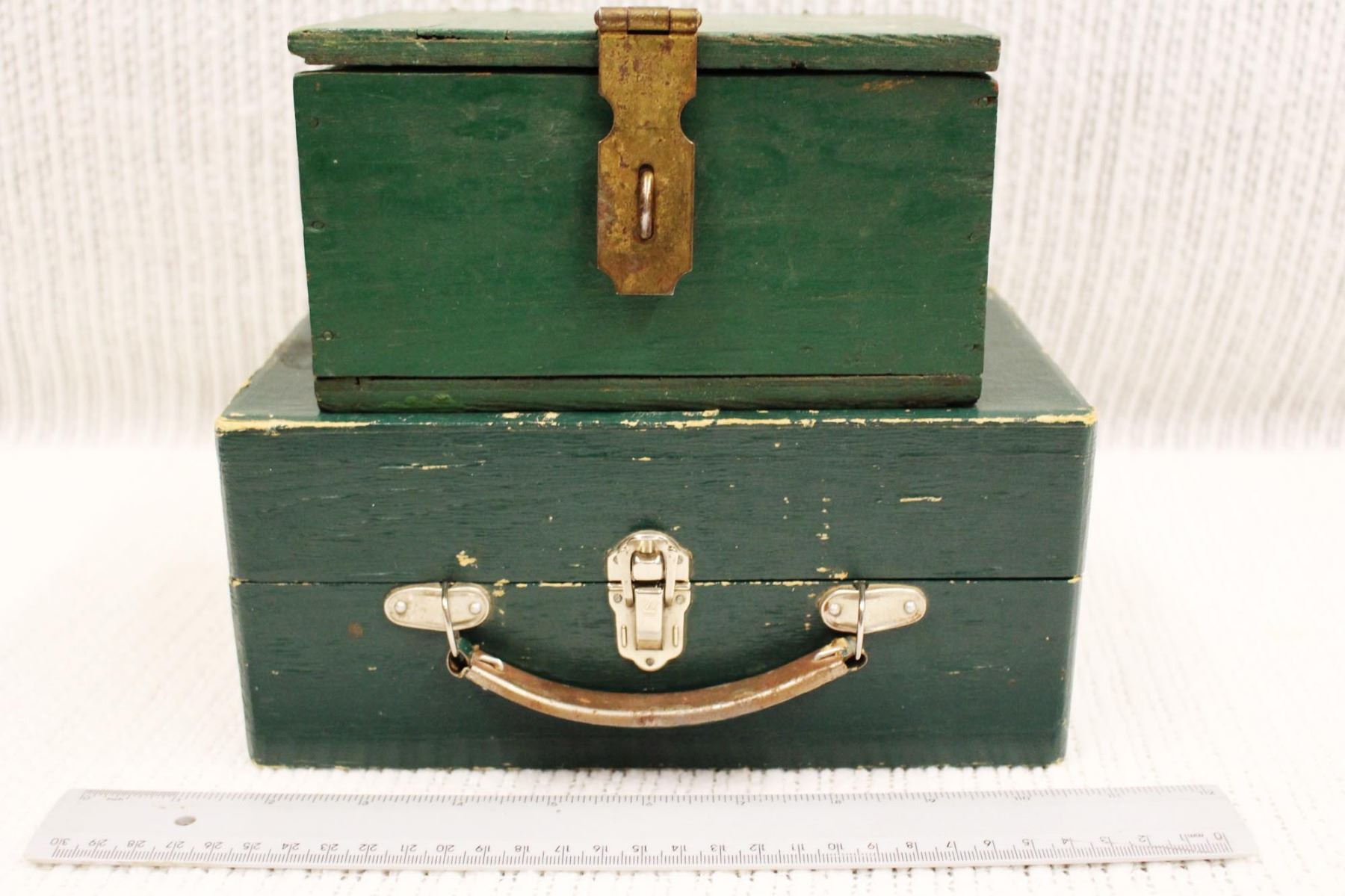 (3) Wooden Boxes w/Vintage Shaving Razors