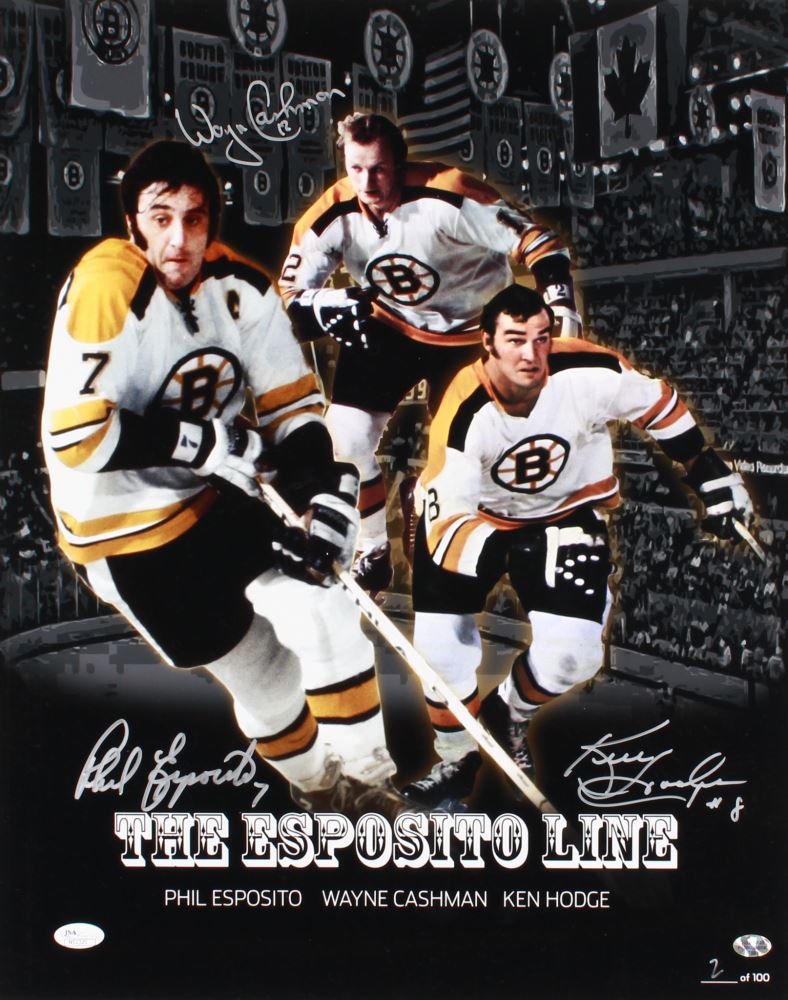 Phil Esposito, Ken Hodge, Wayne Cashman Signed Bruins LE 16x20 Photo ...