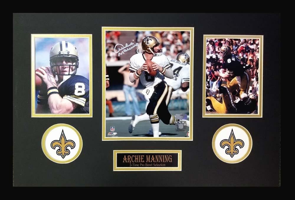 Archie Manning Signed Saints 16x26 Custom Framed Photo Display (Radtke COA)