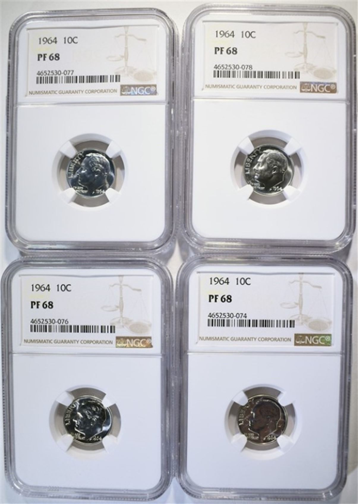 4 - 1964 ROOSEVELT DIMES NGC PF68