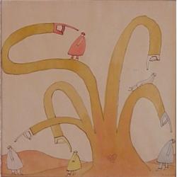 Jean Michel Folon (b. 1934) Belgium, POINTING TREE, watercolor on paper ...